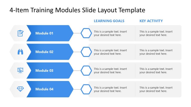 Editable Free 4-Item Training Modules PowerPoint Slide - SlideModel