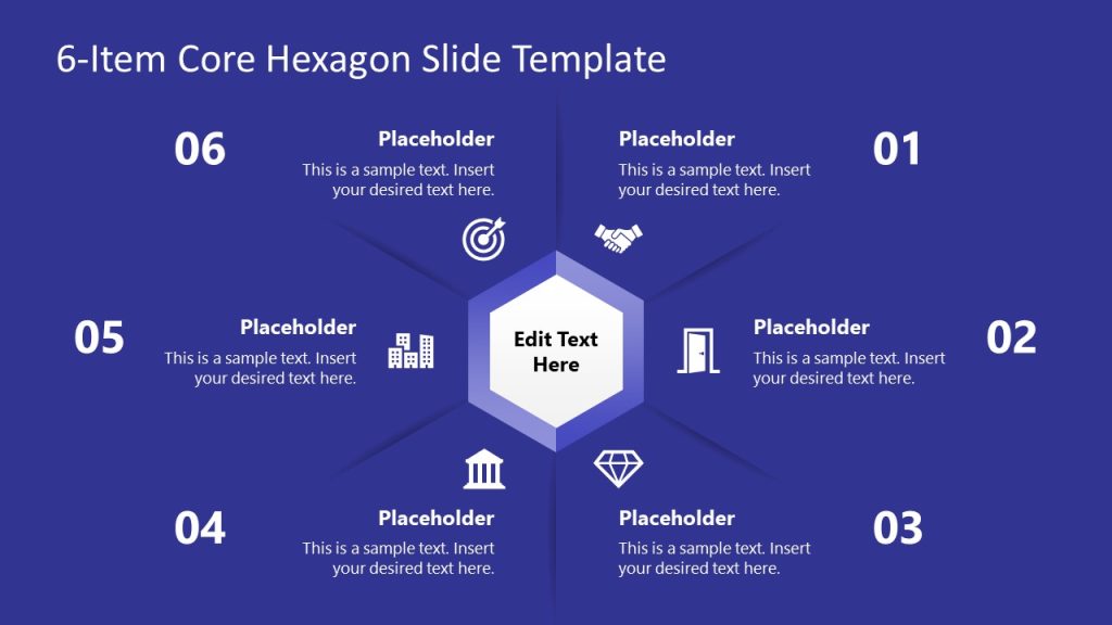 Free 6-Item Core Hexagon Slide Template for PowerPoint - SlideModel
