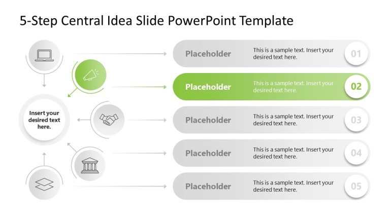 Editable 5-Step Central Idea Infographic Template for Step 2 - SlideModel
