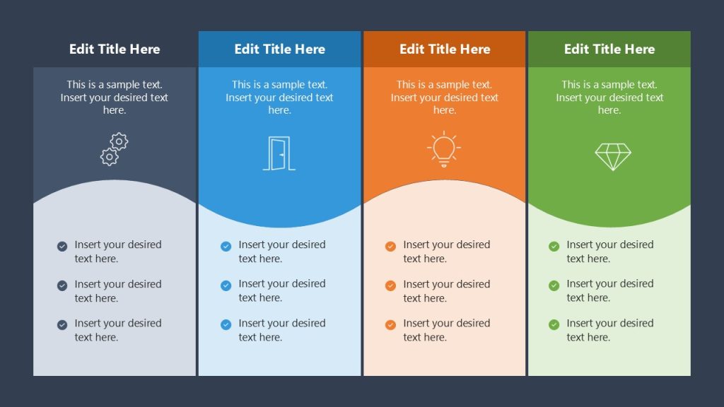 Dark Background Slide - Free 4-Item Infographic Wavy Concept ...