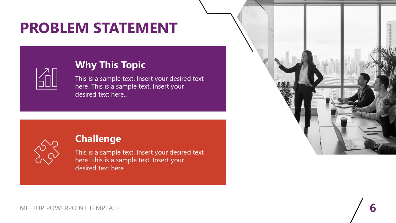 Problem Statement Visualization Slide for Free Meetup Template - SlideModel