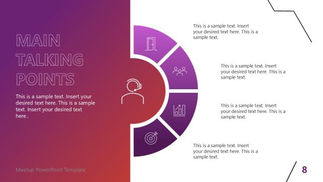 Main Talking Points Slide with Icons & Gradient Scheme - SlideModel