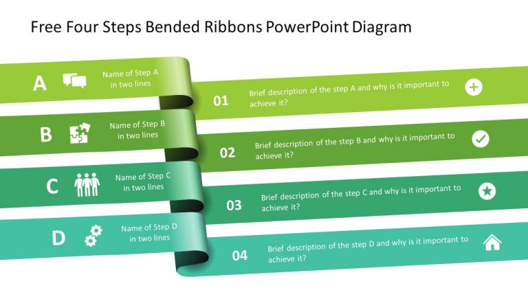 Free Four Bended Ribbons PowerPoint Design - SlideModel